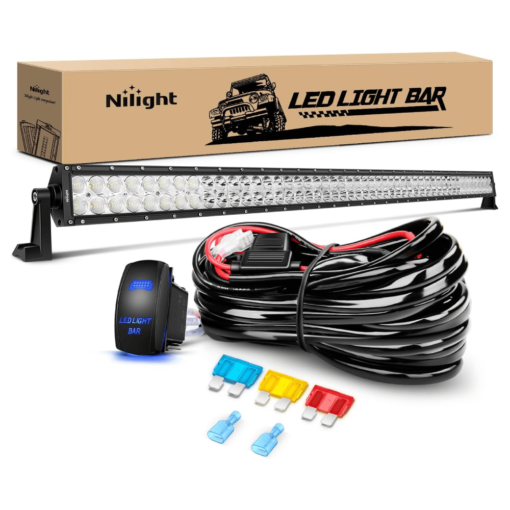 52 Inch 300W Double Row Spot Flood LED Light Bar | 14AWG Wire 5Pin Swi ...