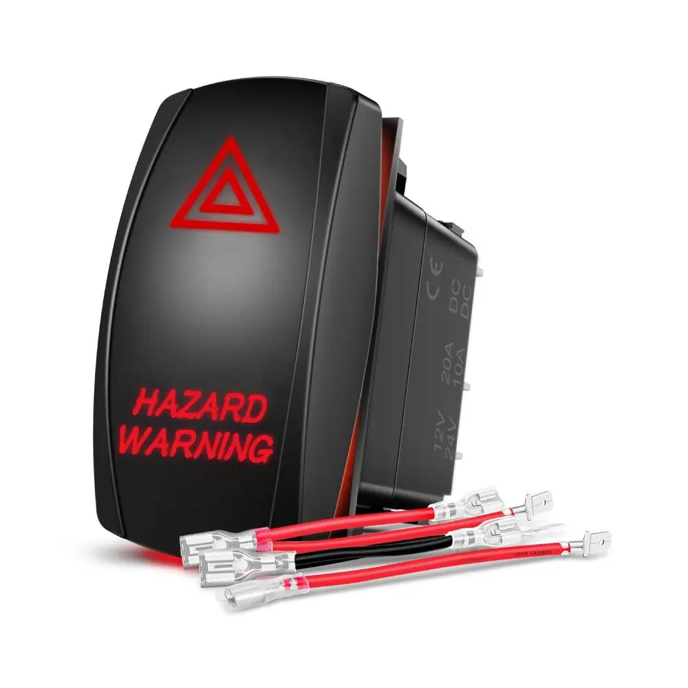 5Pin Laser On/Off SPST Hazard Warning Rocker Switch Red - Nilight