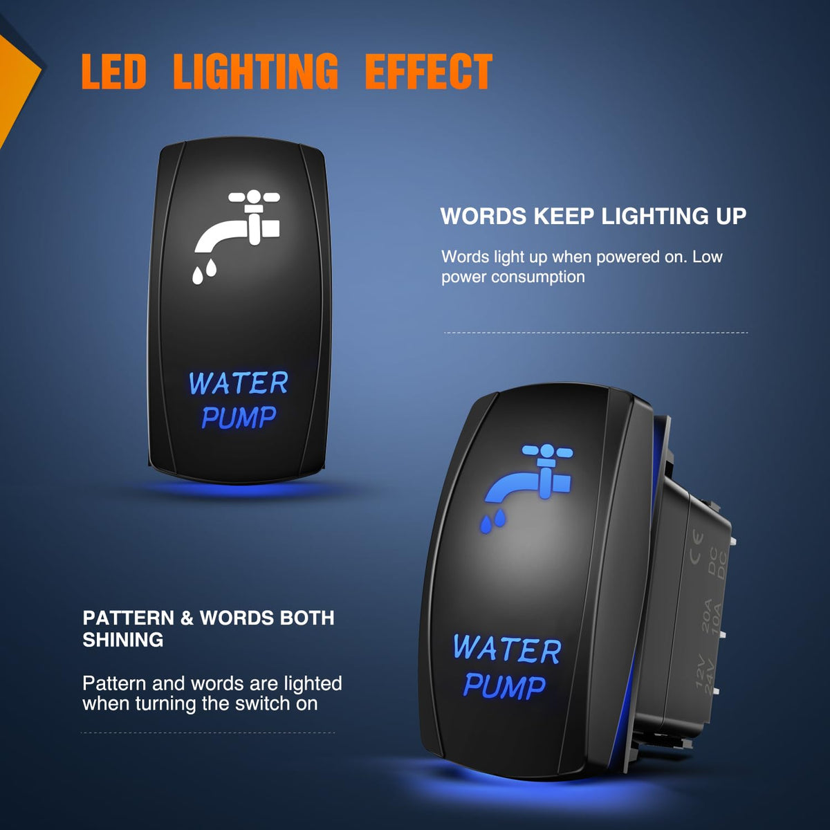 5Pin Laser On/Off SPST Water Pump Rocker Switch Blue – Nilight