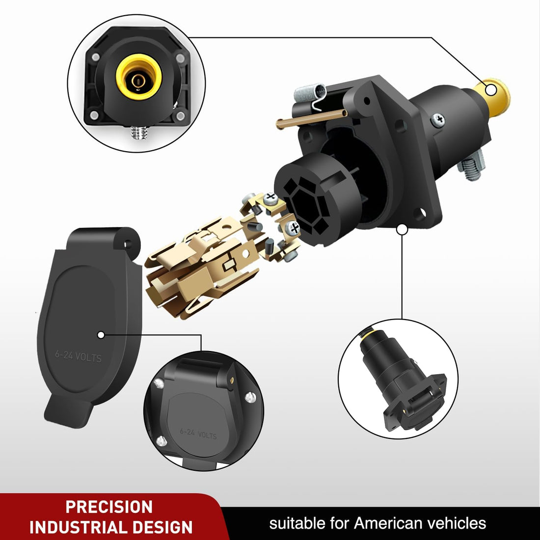 7 Pin Male Trailer Round RV Blade Connector Socket – Nilight