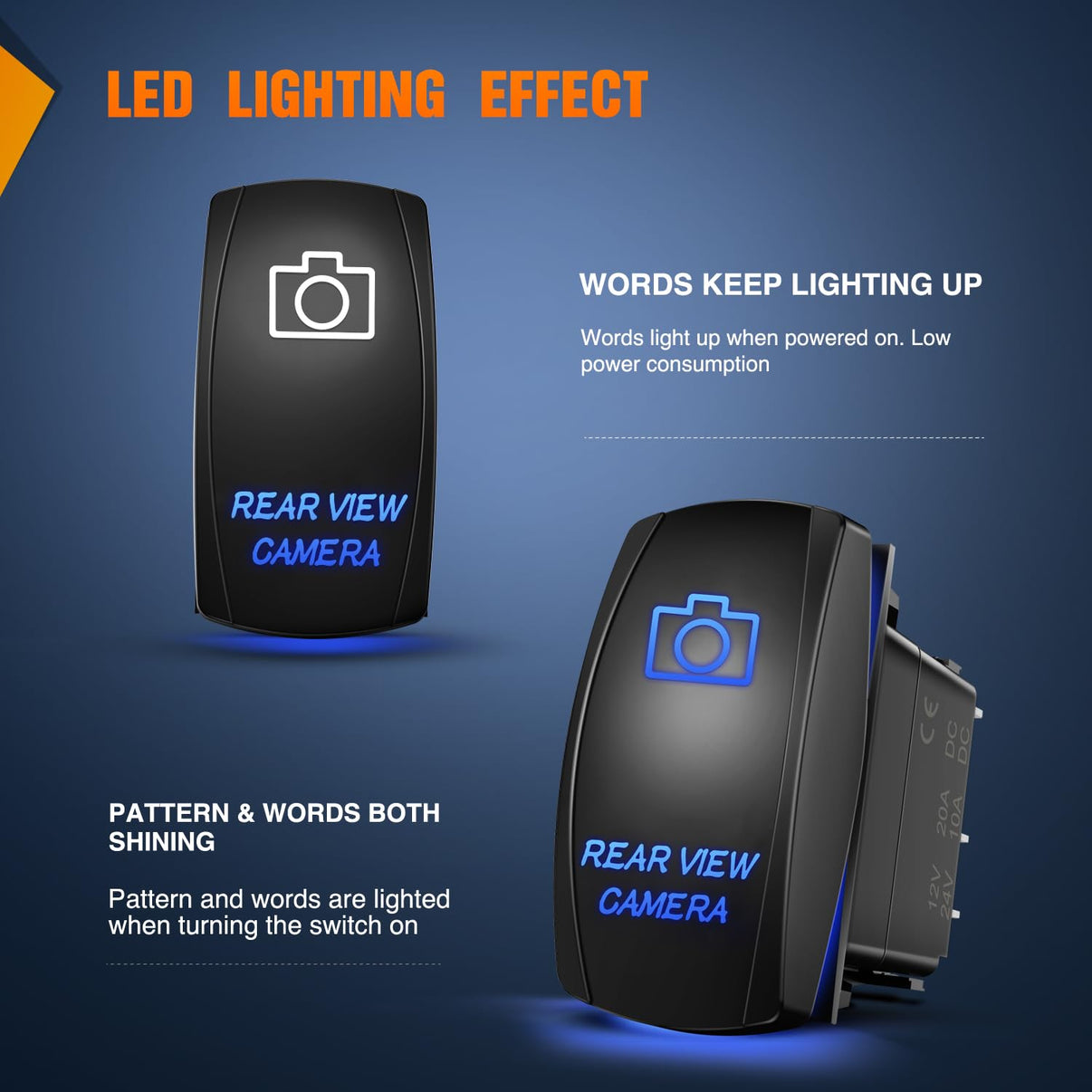 5Pin Laser On/Off SPST Rear View Camera Rocker Switch Blue – Nilight