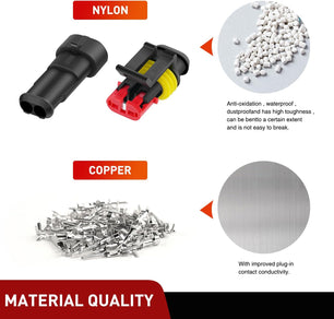 200PCS 2 Pin Electrical Connector ‎Plug Male Female Terminal Wire Conn ...