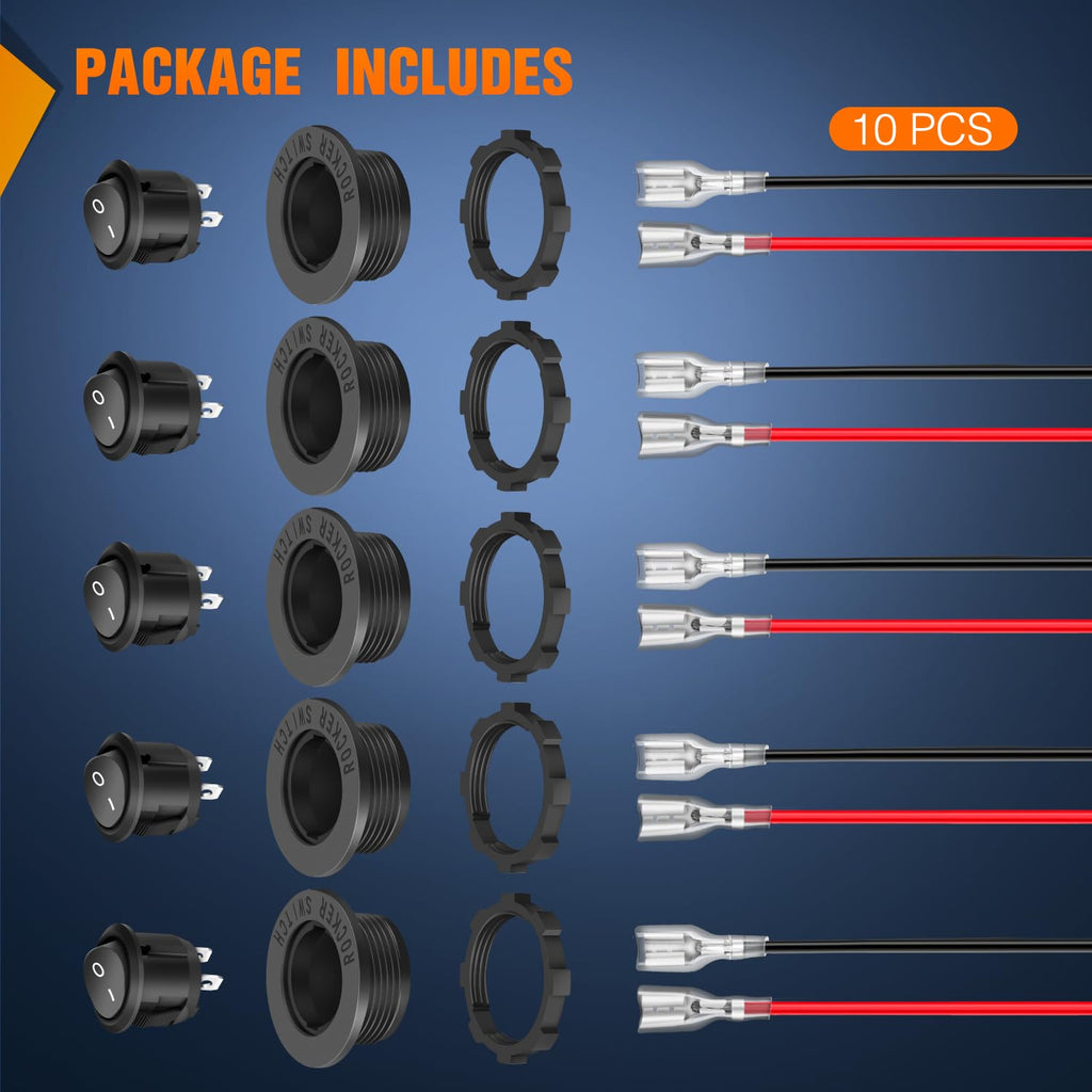 5PCS ON Off Round SPST 20mm Mini 12 Volt DC 2 Pin Circle Toggle Switch ...