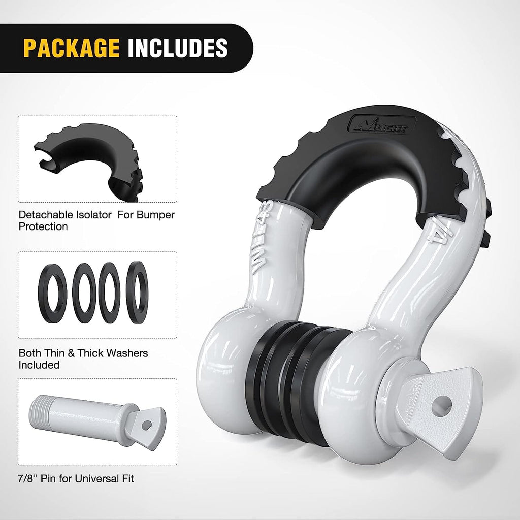 3/4 inch D-Ring Shackle White (Pair) – Nilight