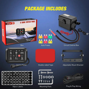 6Gang Multifunction Green Rocker Switch Panel System – Nilight