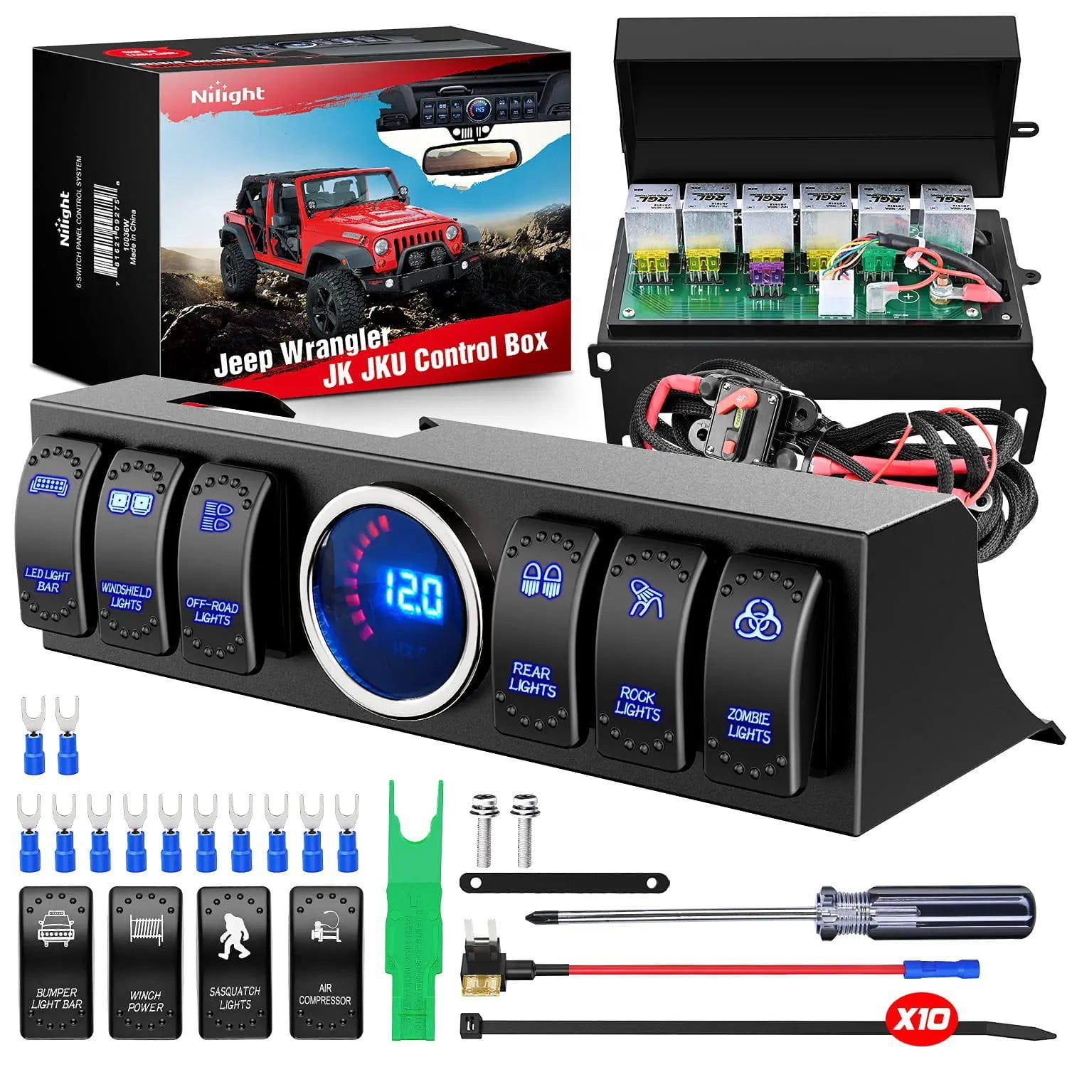 6Gang Rocker Switch Box Control System for Jeep Wrangler JK JKU 2007-2 ...