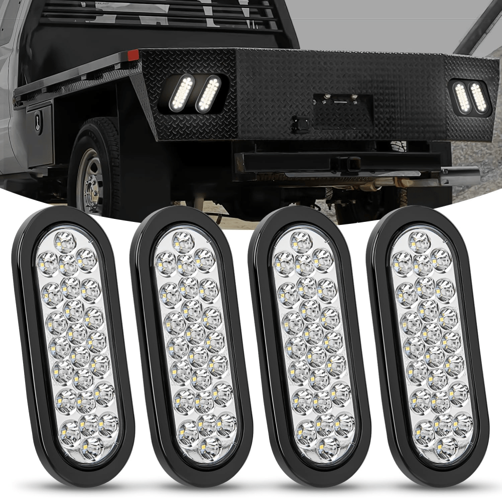 6" Oval White 24Leds Trailer Tail Lights 4Pcs – Nilight