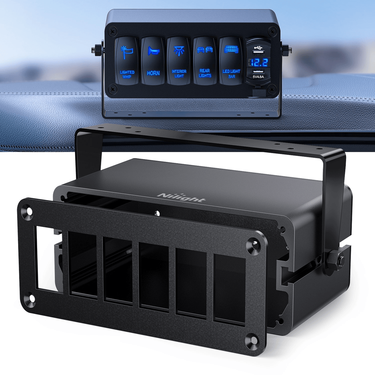 6 Gang Rocker Switch Box 6 Holes Panel Detachable Installation Housing ...