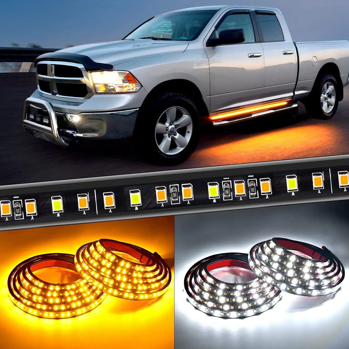 70 Inch 216 Leds Running Board Amber White Light Strip (Pair) - – Nilight