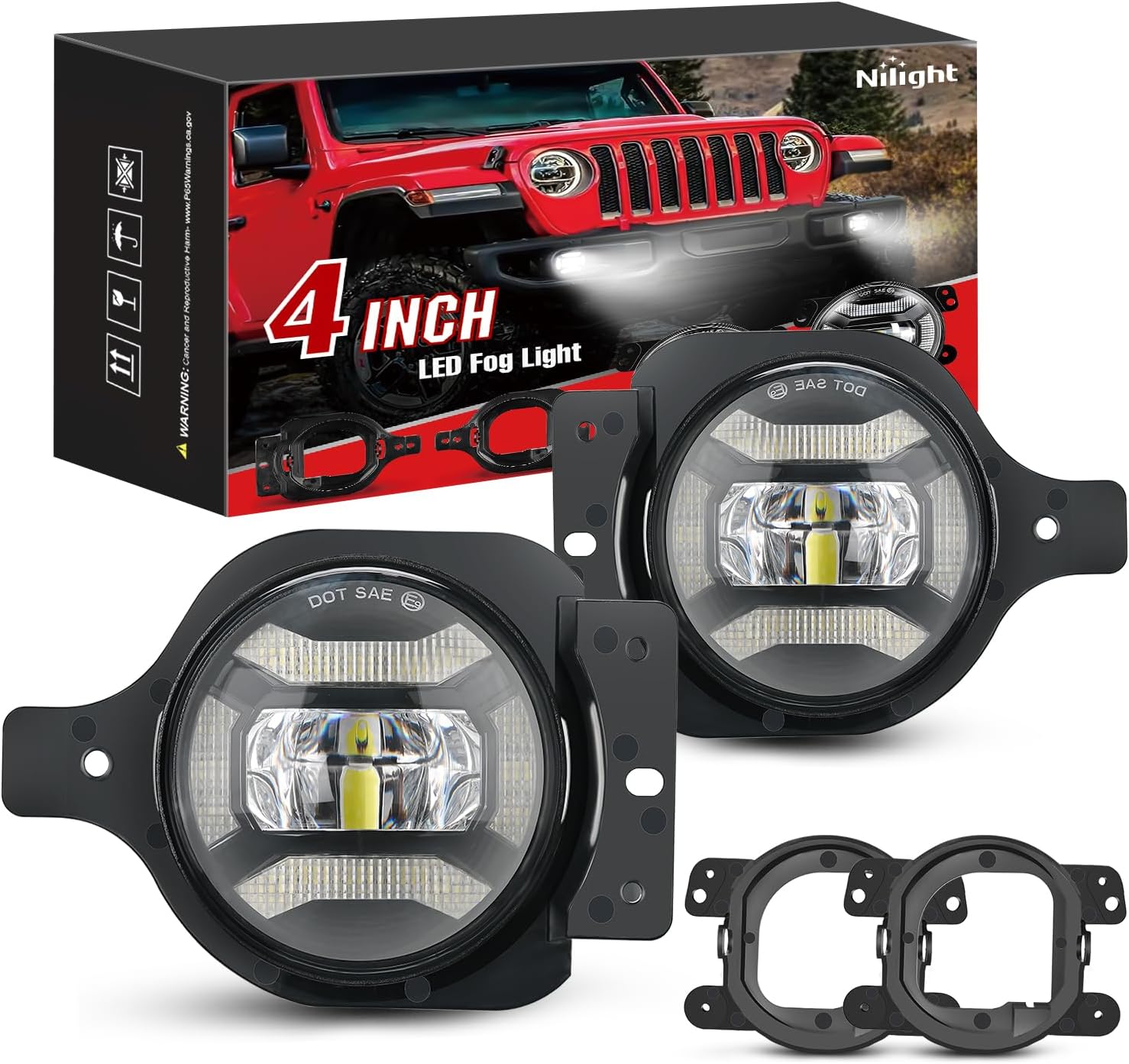 2018-2021 Jeep Wrangler JL JT JLU Gladiator Fog Light Assembly DRL Cle ...