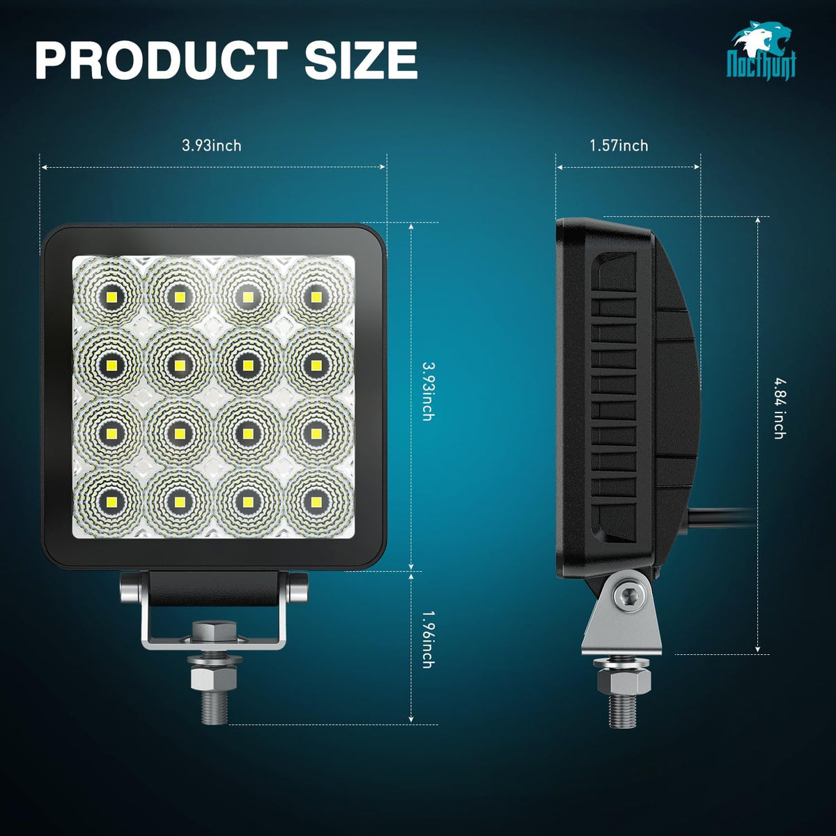 4 Inch 16LED Square Flood Built-in EMC LED Pod Lights (Pair) – Nilight