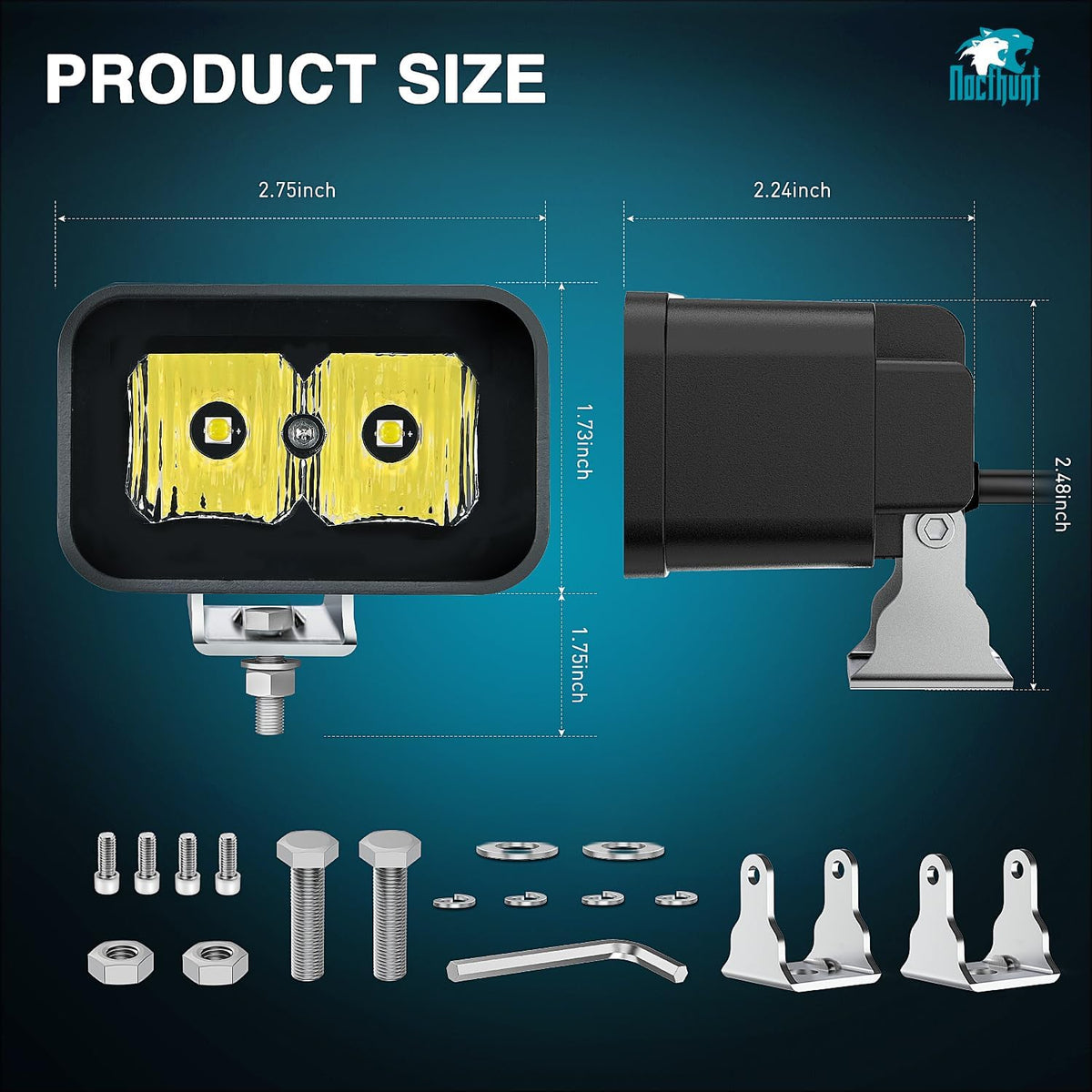 3inch 2LED 10W Square Flood Built-in EMC LED Pod Lights (Pair) – Nilight