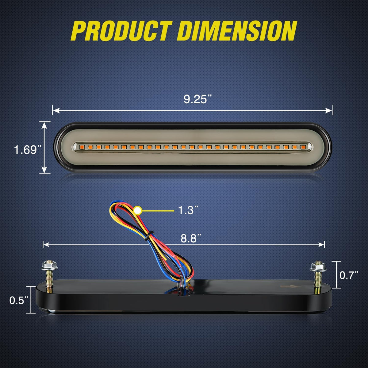 9 Inch 100 Leds Red Amber 3-in-1 Running Stop Turn Signals Brake Light ...