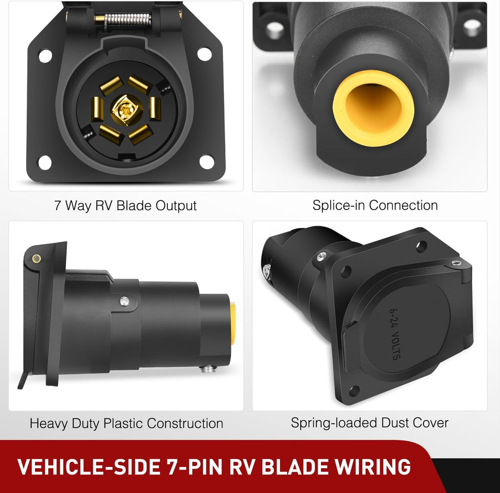 7 Pin Male Trailer Round RV Blade Connector Socket – Nilight