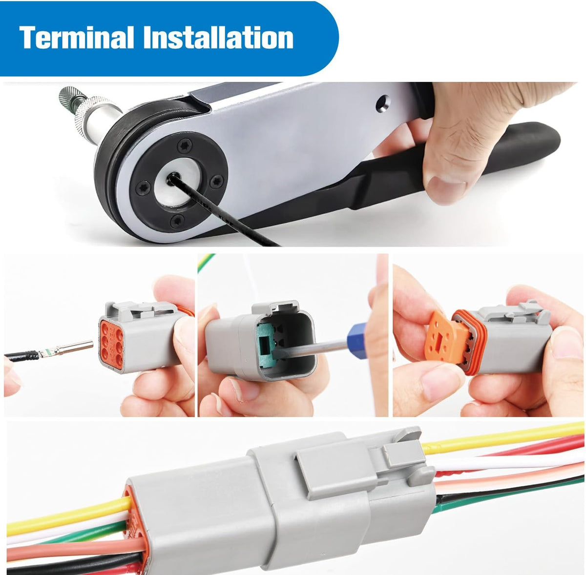 6 PIN DT Connector Kit 3 Sets Size 16 Solid Contacts Waterproof Male F ...