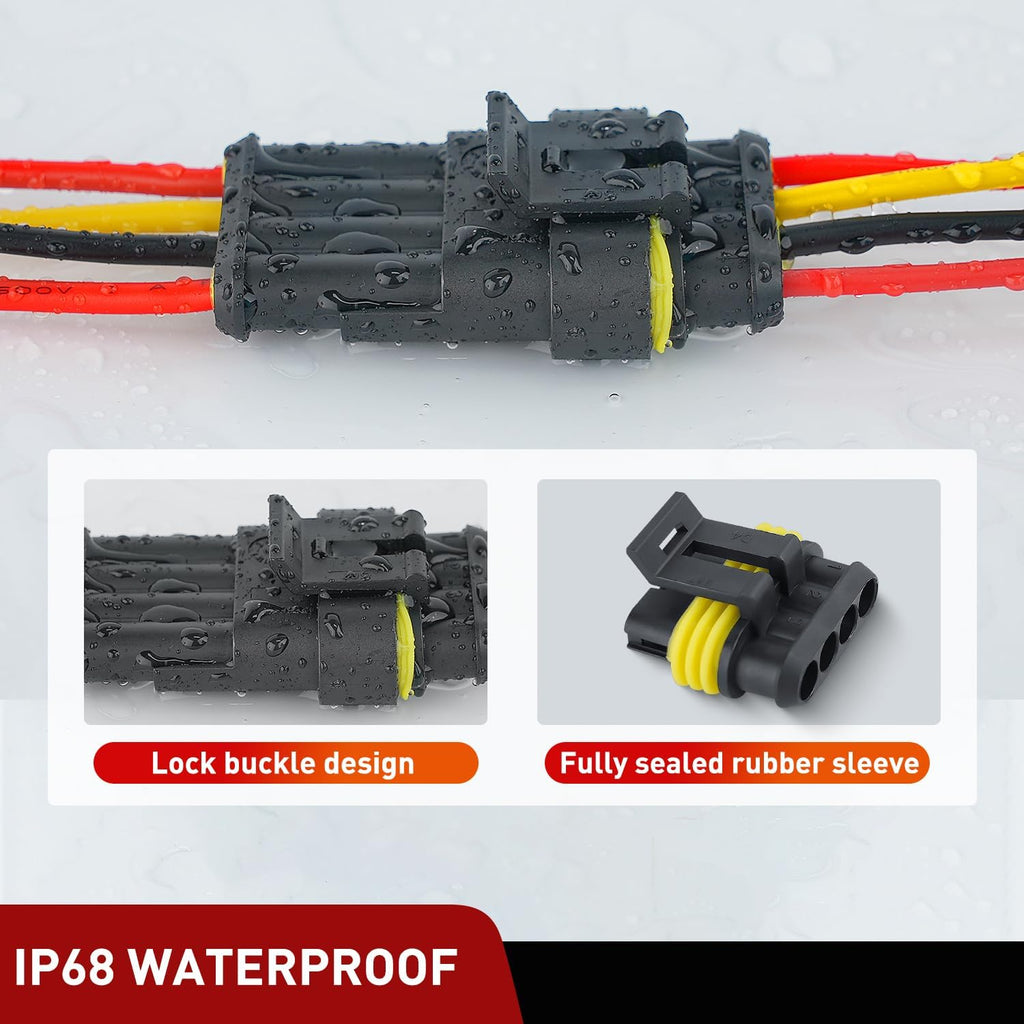 180PCS 4 Pin Electrical Connector ‎Plug Male Female Terminal Wire Conn ...