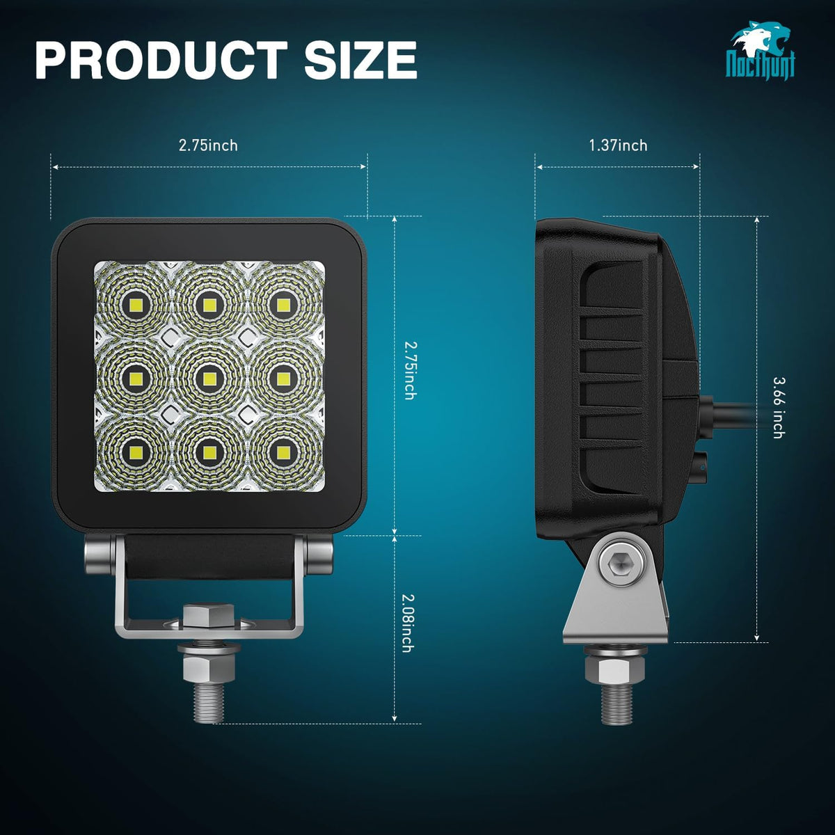 3inch 9LED Square Flood Built-in EMC LED Pod Lights (Pair) – Nilight