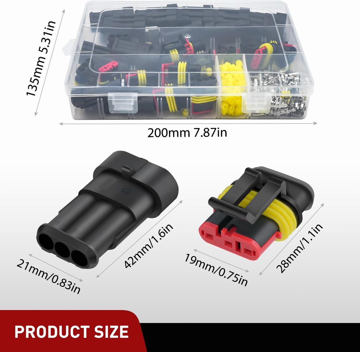 280PCS 3 Pin Electrical Connector ‎Plug Male Female Terminal Wire Conn ...