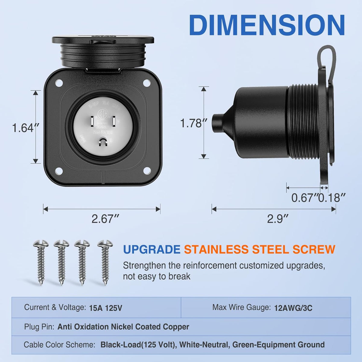 15AMP RV Power Inlet – Nilight