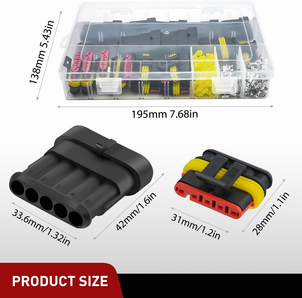 220PCS 5 Pin Electrical Connector ‎Plug Male Female Terminal Wire Conn ...