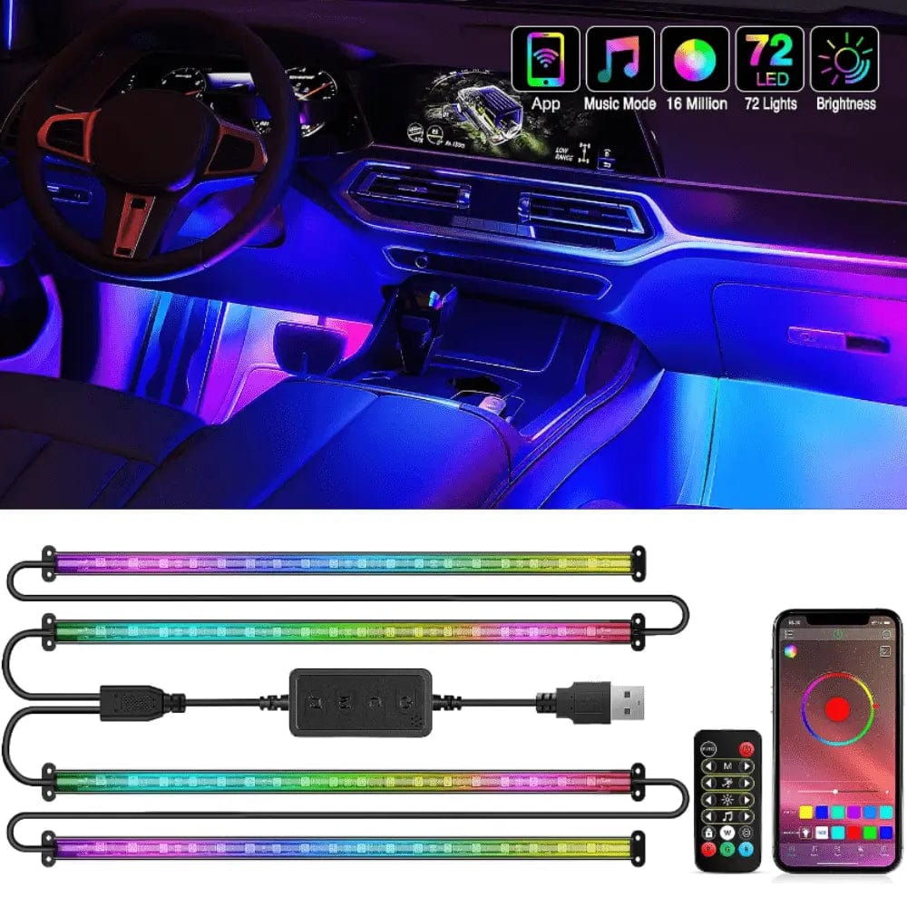 72Leds RGBIC USB Interior Light Strip APP RF Remote Control 4PCS ...