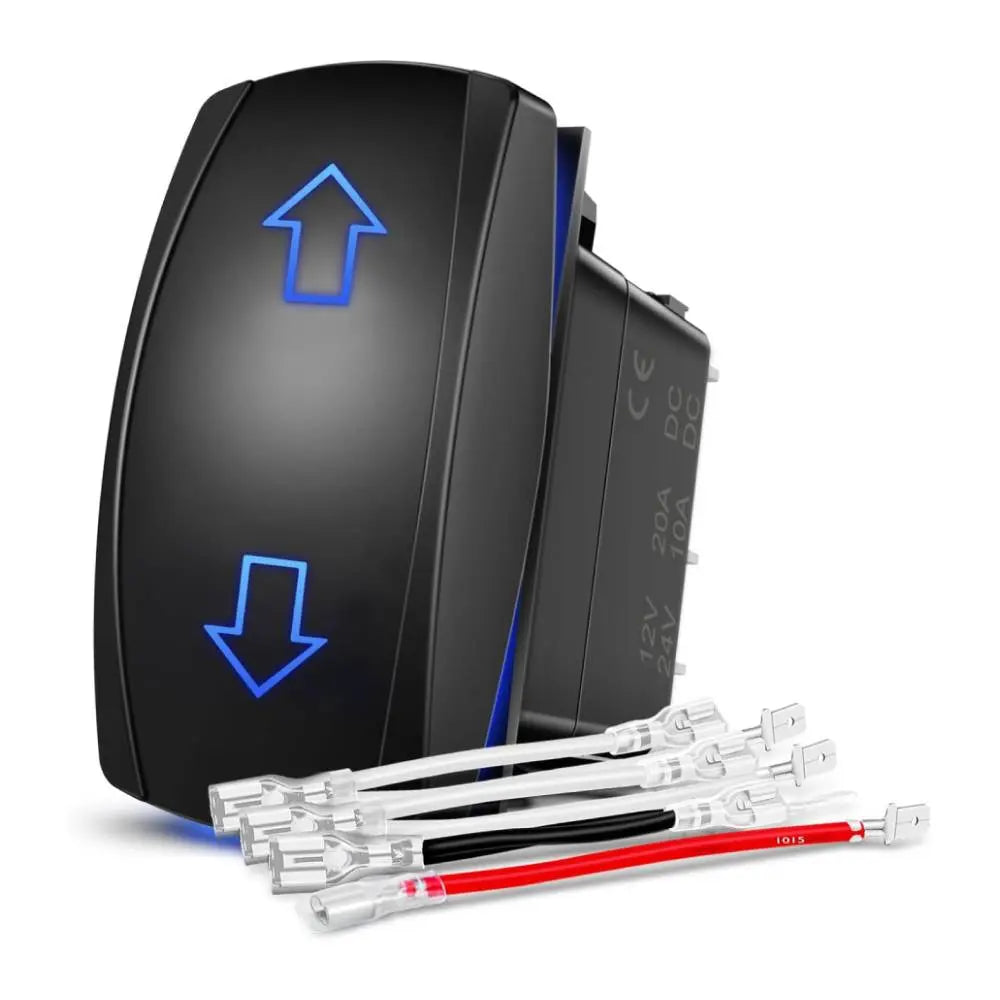 7Pin DPDT On/Off Arrows Polarity Reverse Rocker Switch Blue - Nilight