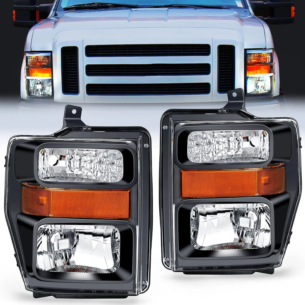 2008-2010 Ford F250 F350 F450 Super Duty Headlight Assembly Black Hous ...