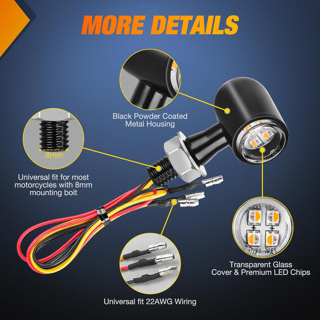 Motorcycle Rear LED Turn Signals Brake Tail Light Red Yellow Beam Mini ...