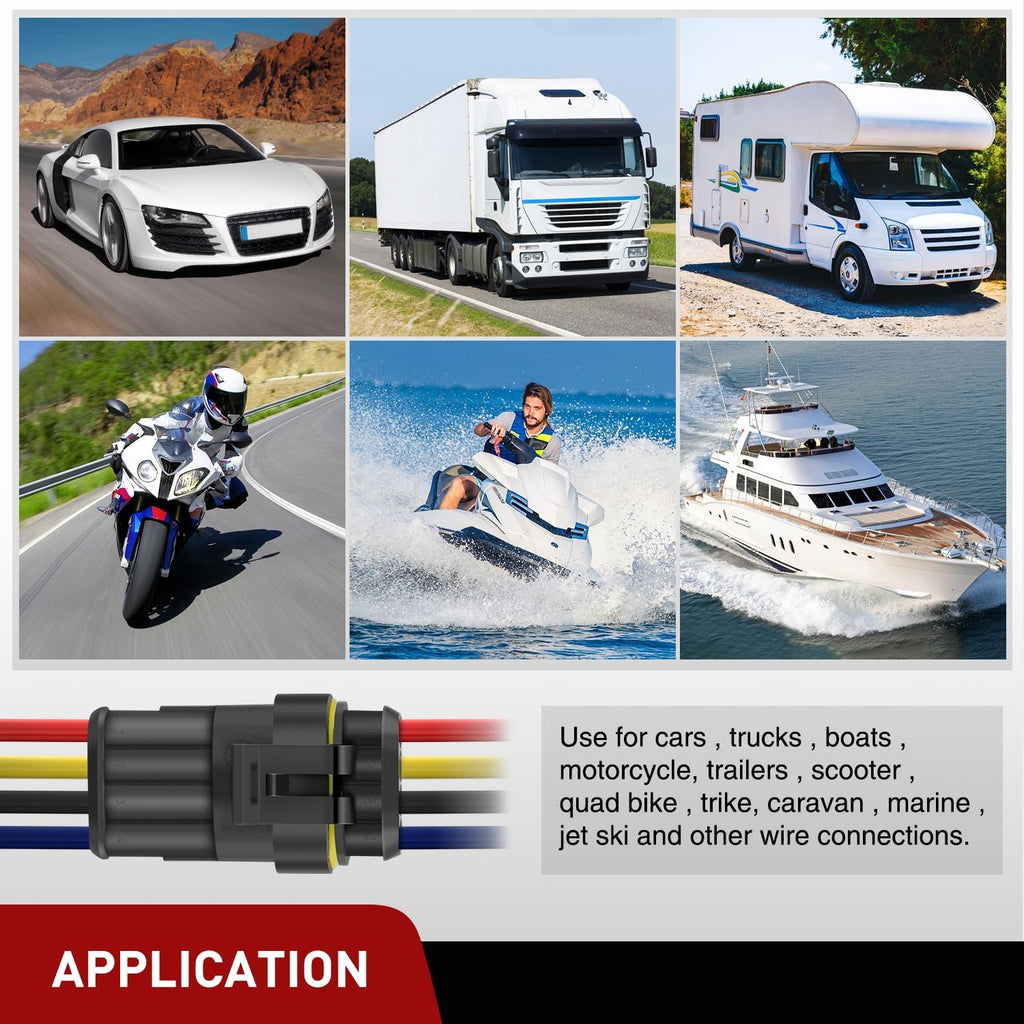 180PCS 4 Pin Electrical Connector ‎Plug Male Female Terminal Wire Conn ...