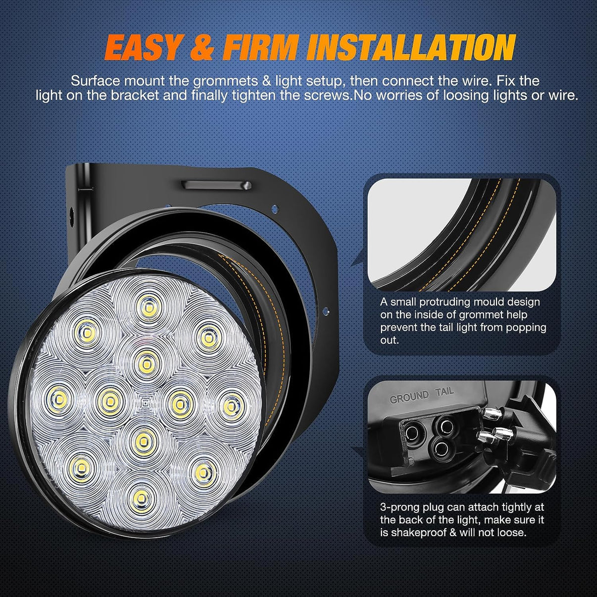 4 Inch Round White Tail Lights w/ Mount Bracket (Pair) – Nilight