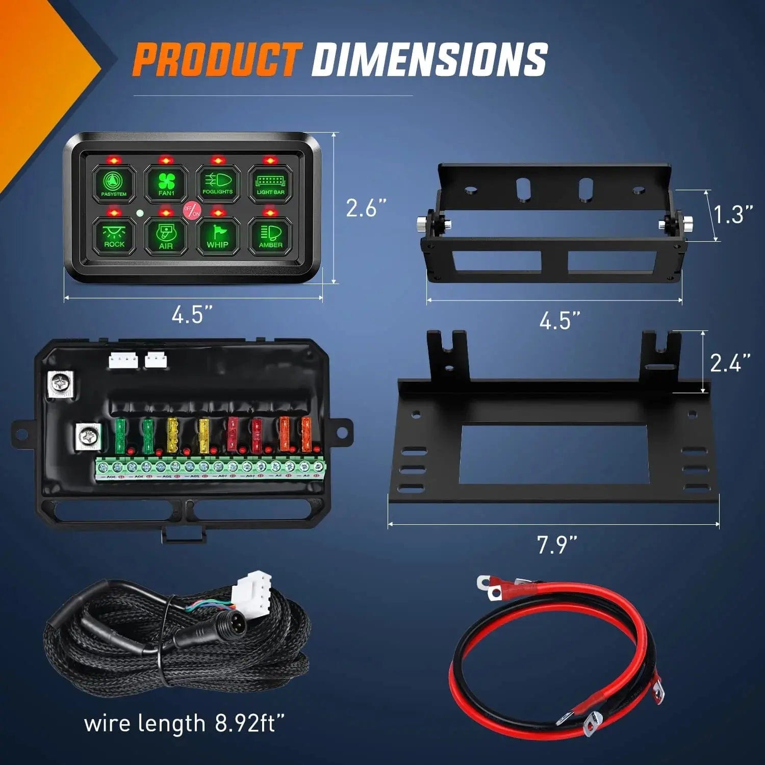 8Gang Multifunction Green Rocker Switch Panel System – Nilight