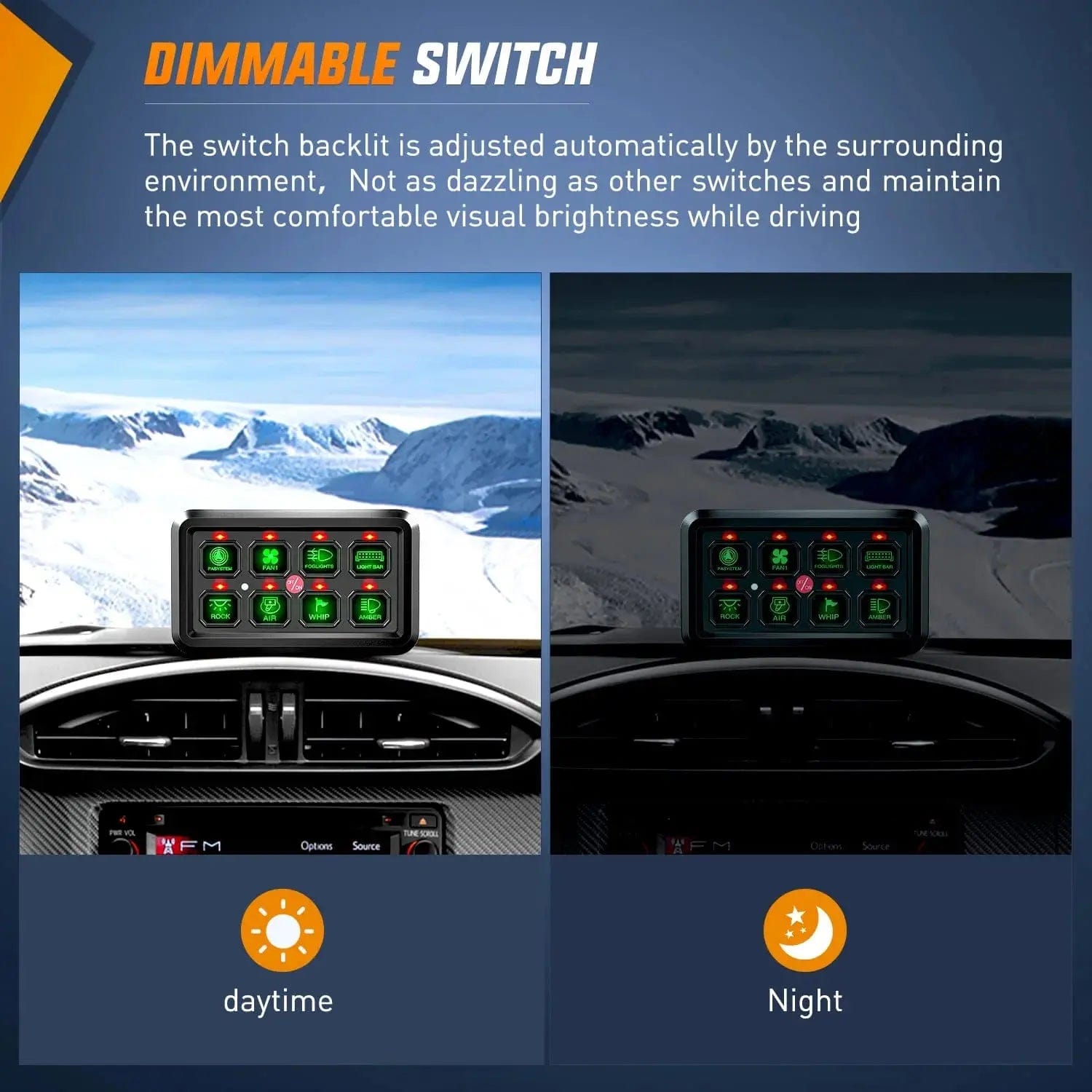 8Gang Multifunction Green Rocker Switch Panel System – Nilight