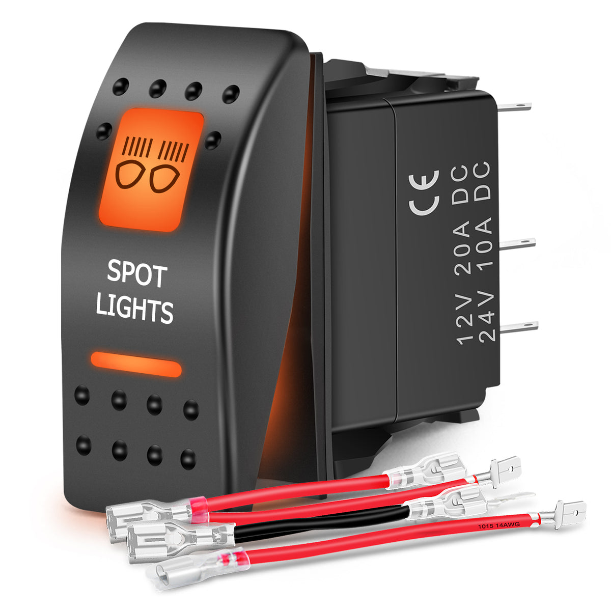 UTV Spot Lights Rocker Switch On Off 5 PIN SPST LED Light Bar Switches ...