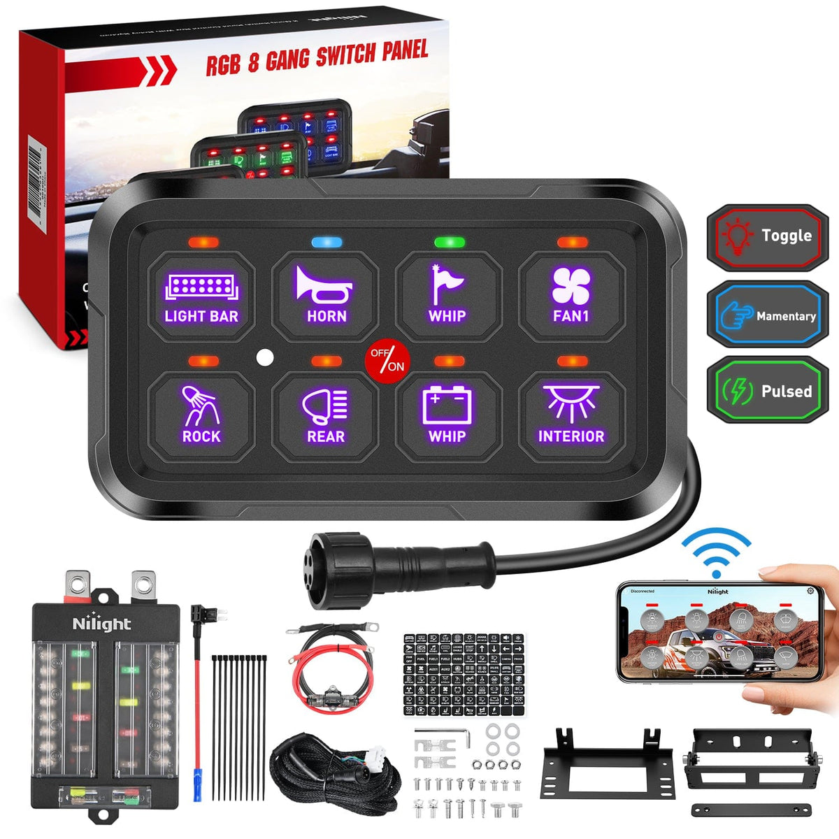 8 Gang RGB Switch Panel Circuit Control System – Nilight