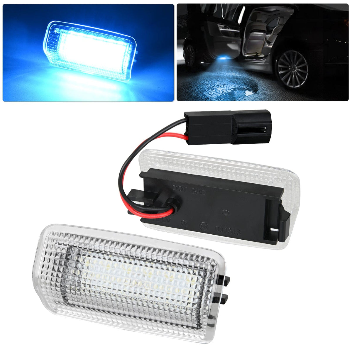 2PCS LED Interior Door Panel Light Courtesy Warning Lights Aqua Beam ...
