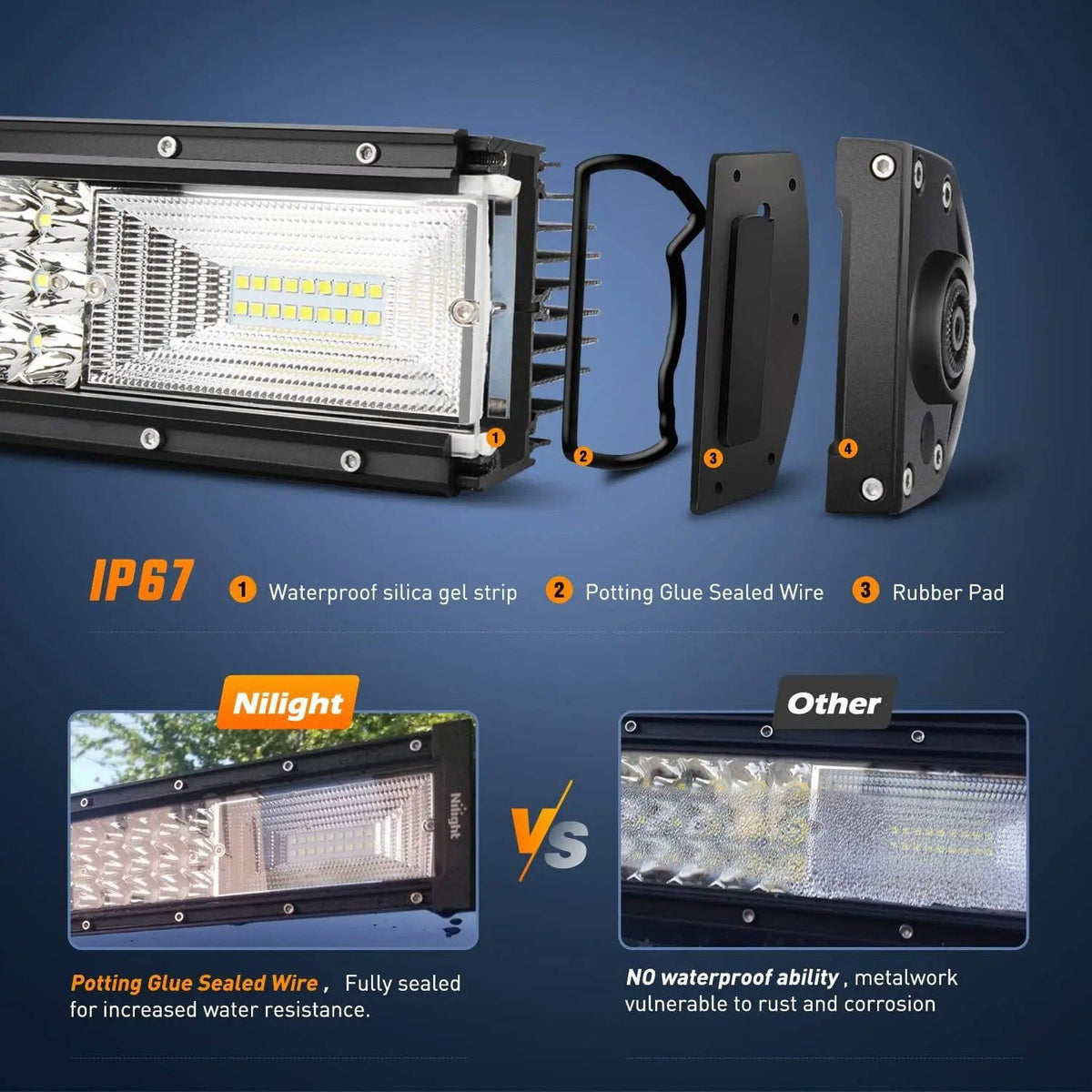 52 Inch 783W 78000LM Triple Row Curved Spot Flood LED Light Bar – Nilight