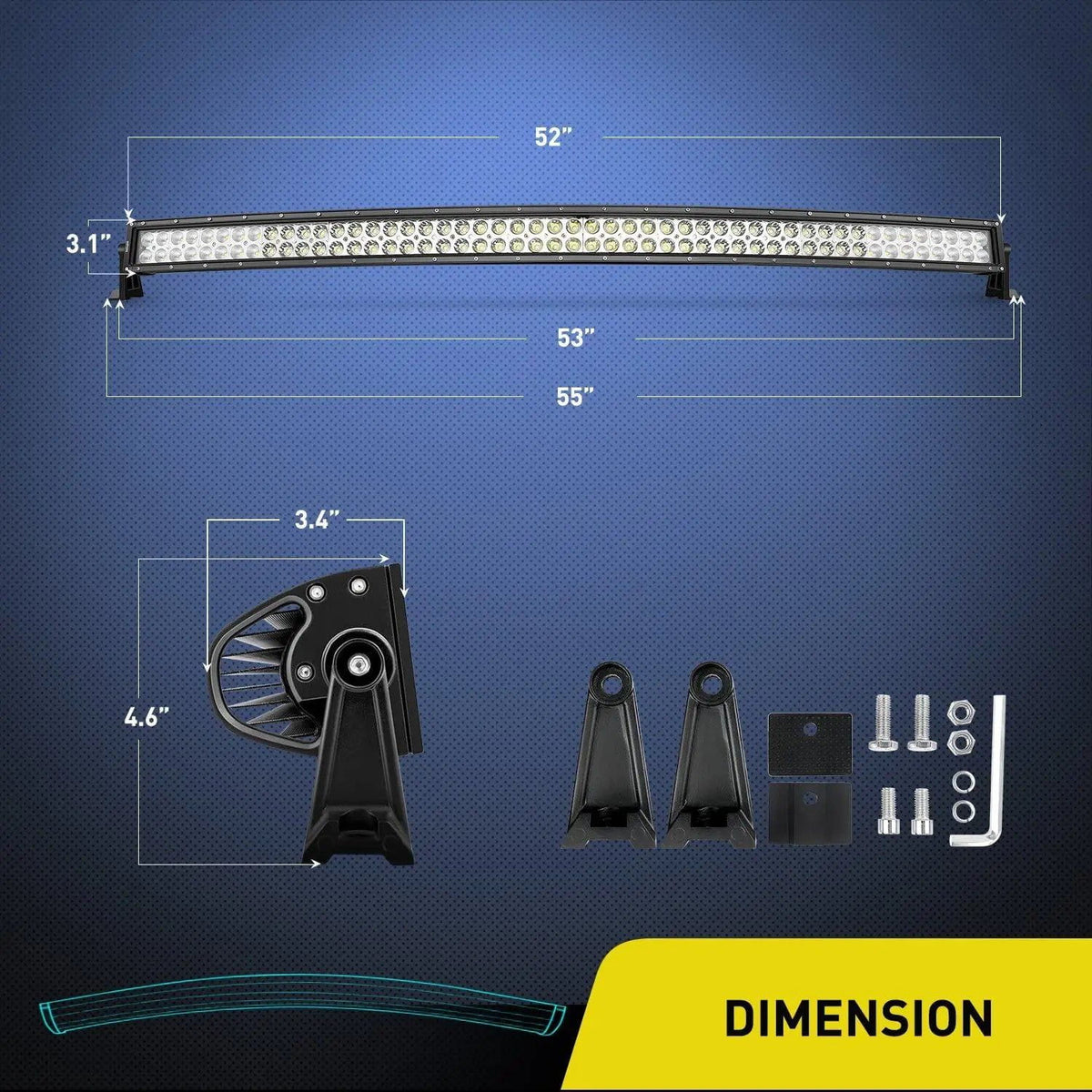 52 Inch 300W Double Row Curved Spot Flood LED Light Bar – Nilight