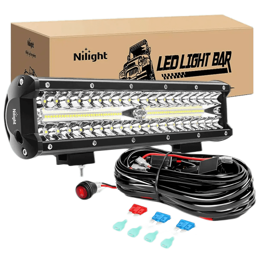 12 Inch 300W 30000LM Triple Row Spot/Flood Led Light Bar Kit | 16AWG ...