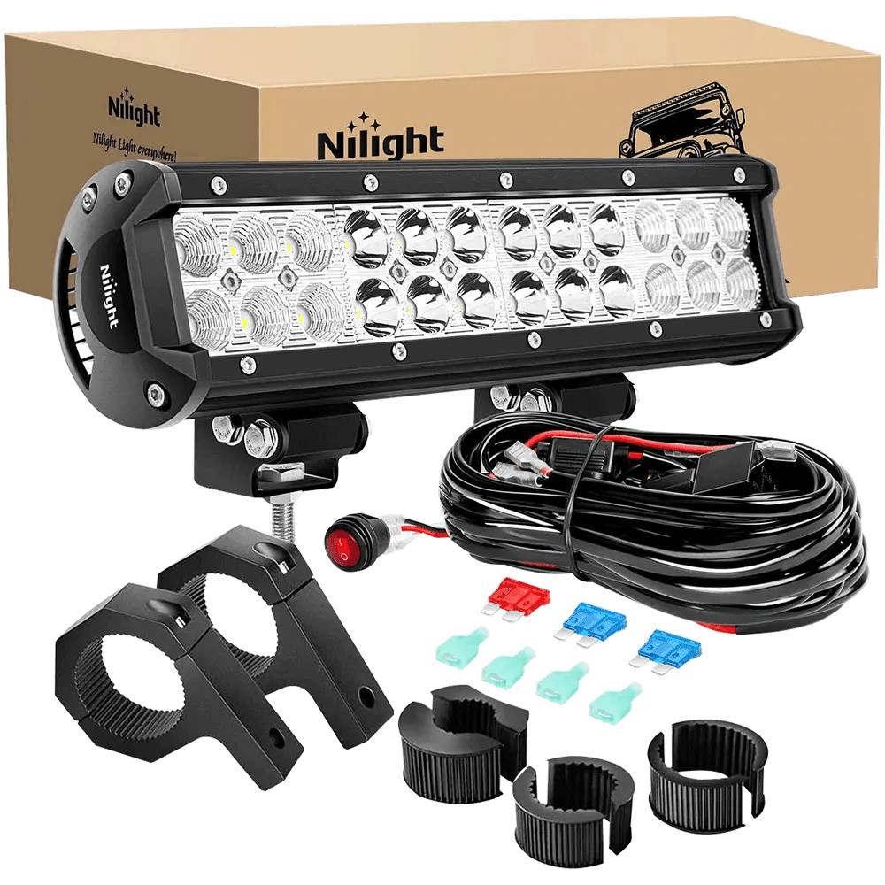 12 Inch 72W Double Row Spot Flood Led Light Bar | Horizontal Tube – Nilight