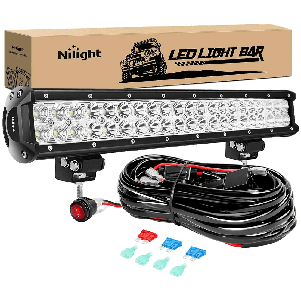 20 Inch 126W Double Row Spot Flood Led Light Bars | 16AWG Wire 3Pin Sw ...