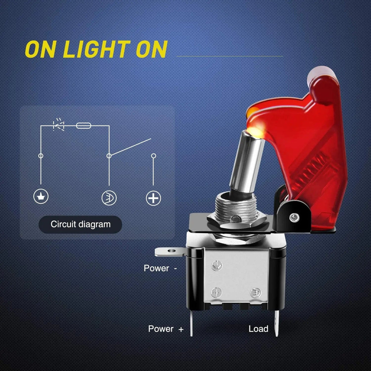 3Gang 3Pin SPST ON/Off Red Rocker Switch Panel w/ LED Light Flip Cover ...
