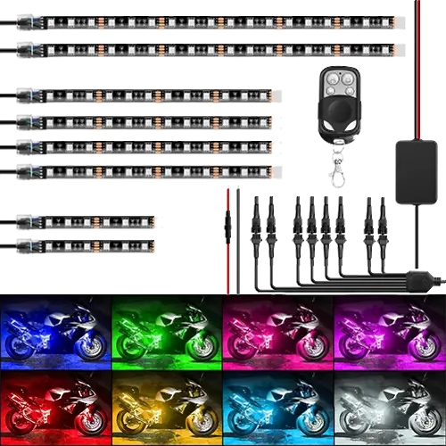 Motorcycle RGB RF Remote Control LED Strip Lights 8PCS – Nilight