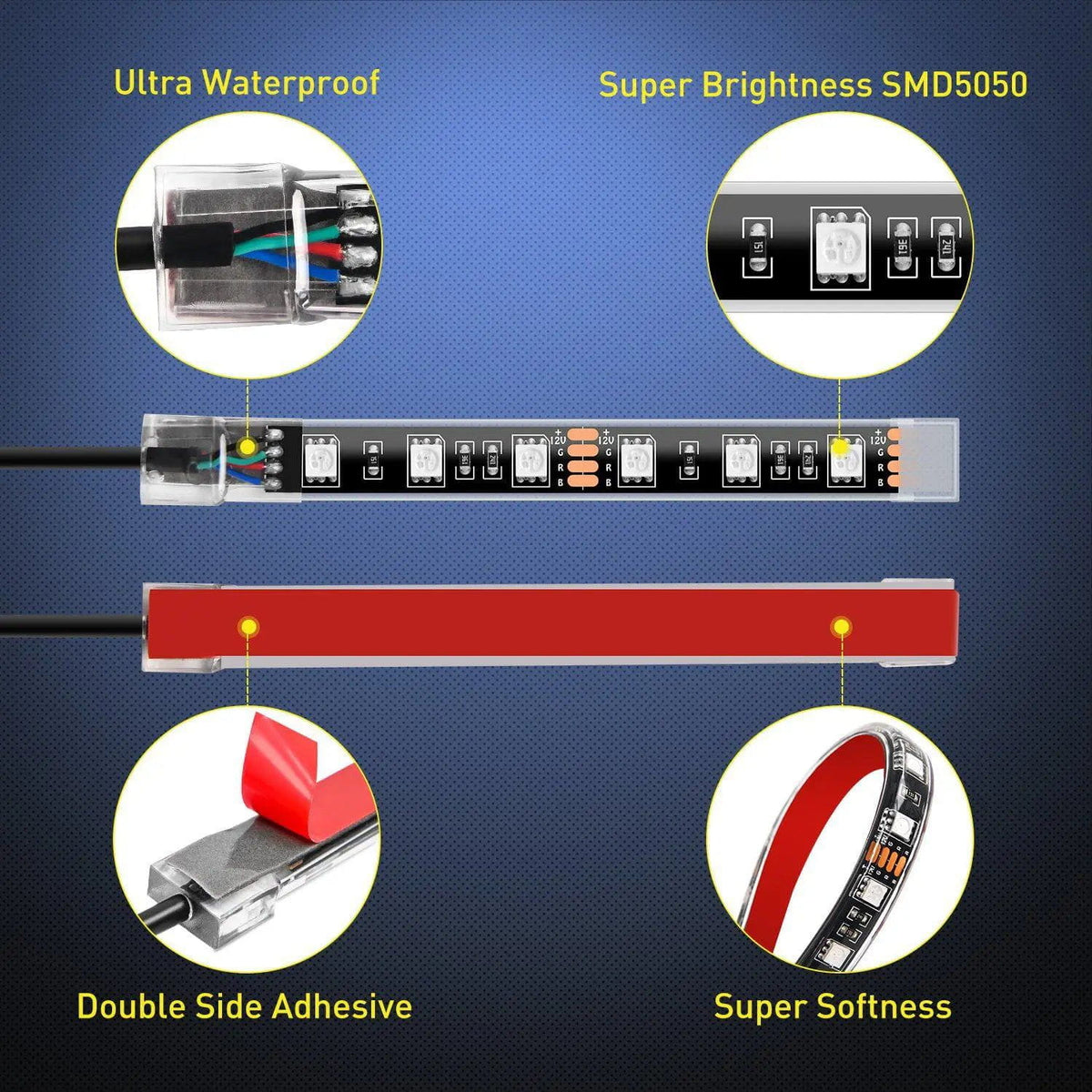 Motorcycle RGB RF Remote Control LED Strip Lights 8PCS – Nilight