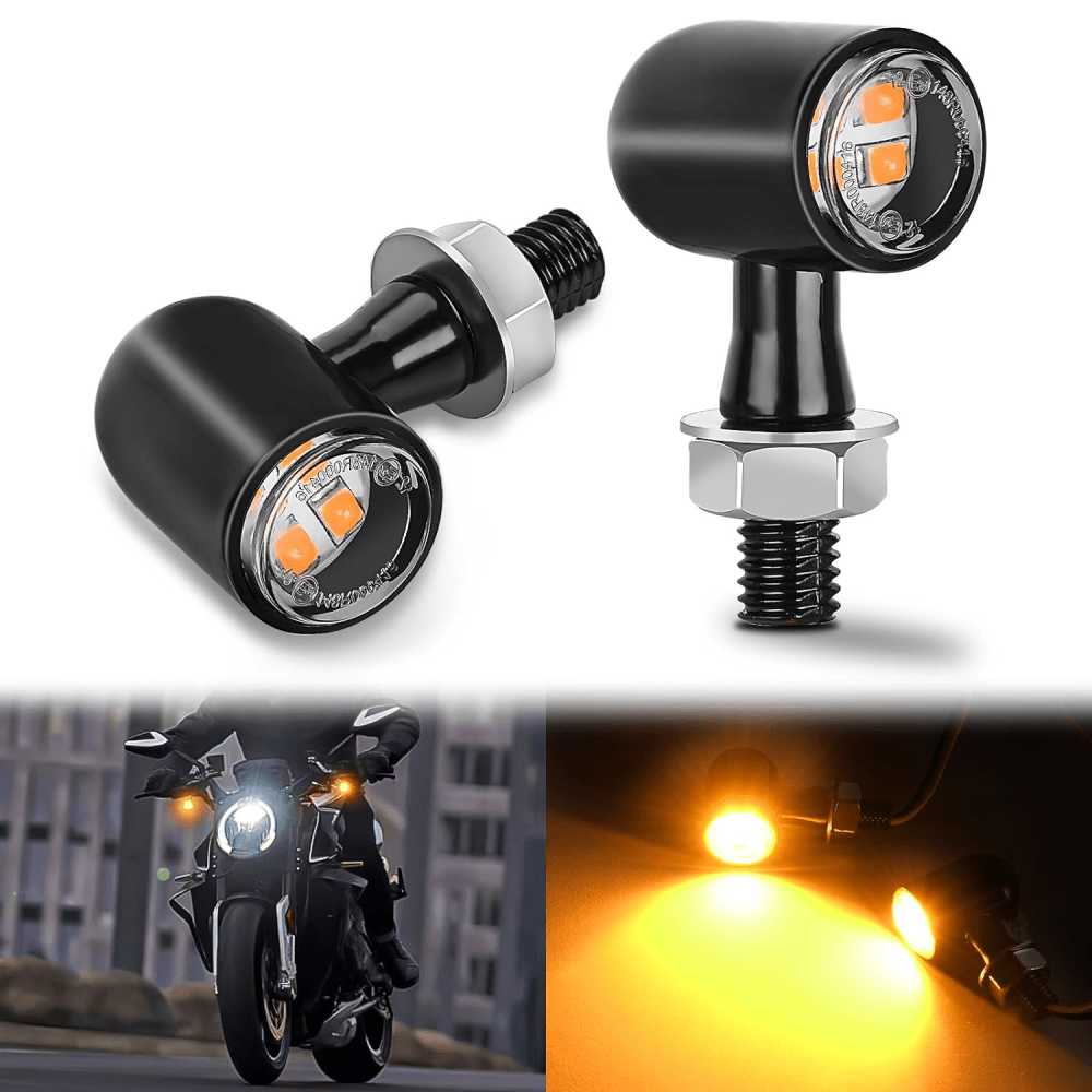 Motorcycle LED Turn Signals Front Indicator Light Yellow Beam Mini Siz ...