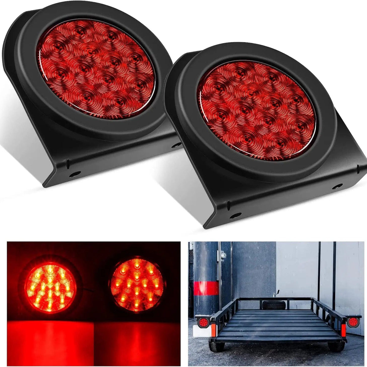 4 Inch Round Red Tail Lights w/ Mount Bracket (Pair) – Nilight