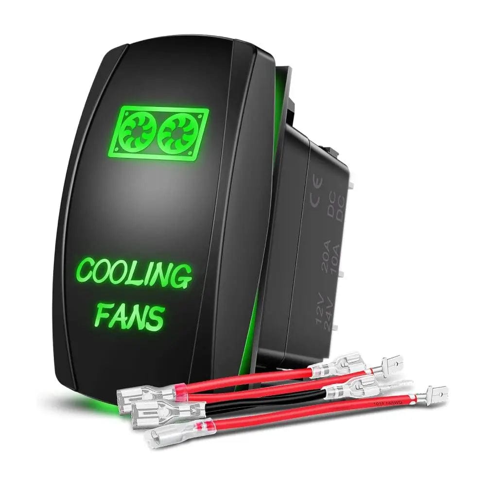 5Pin Laser On/Off Cooling Fans Rocker Switch Green - Nilight