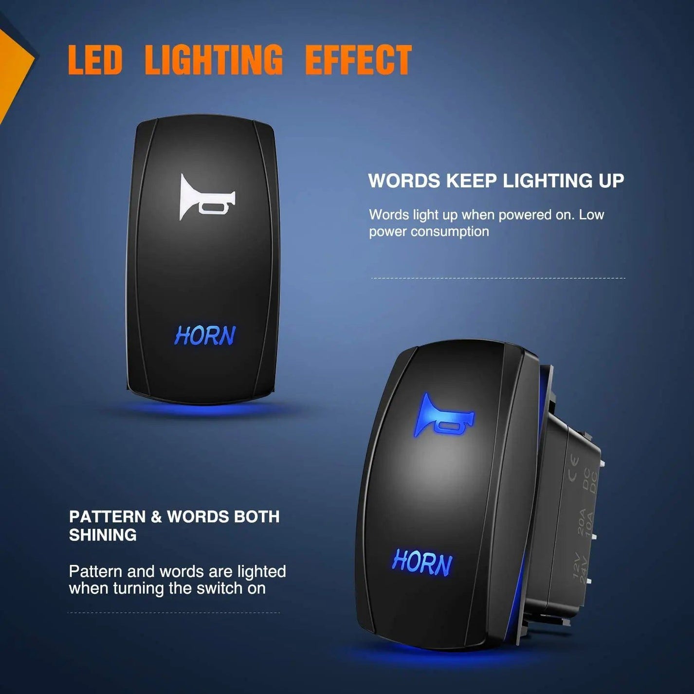 5Pin Laser On/Off Momentary Horn Rocker Switch Blue – Nilight