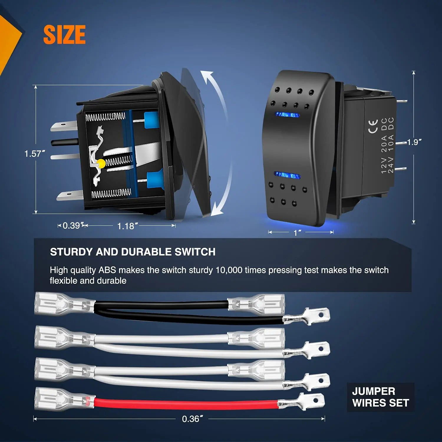 7Pin DPDT On/Off Momentary Rocker Switch Blue – Nilight