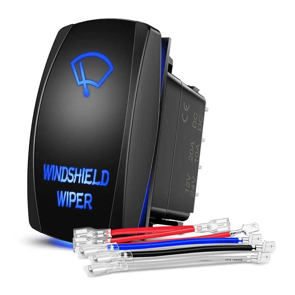 8Pin Laser DPDT Windshield Wiper On/Off Rocker Switch Blue – Nilight