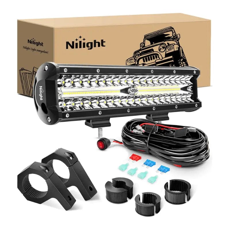 12 Inch 300W 30000LM Triple Row Flood/Spot LED Light Bar Kit | 12FT ...